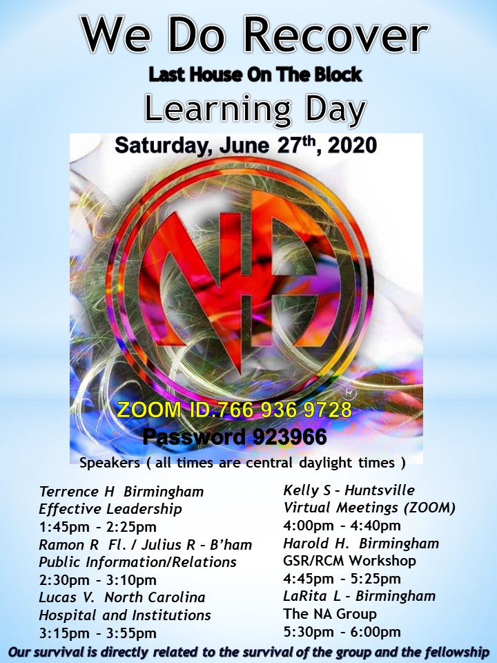 We Do Recover Learning Day – Alabama Northwest Florida Region of NA